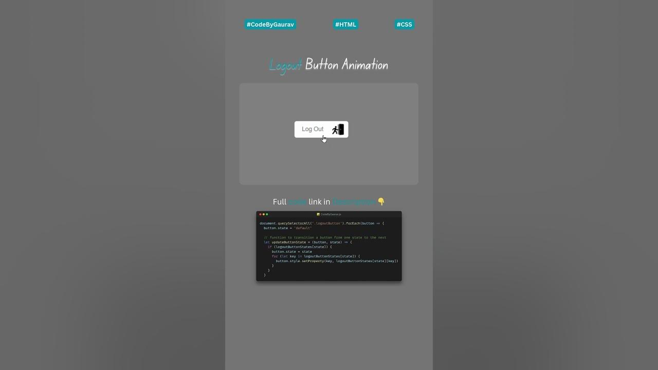 🔄 Logout Button with Cool Hover & Click Effects #webdevelopment #coding #animation #css #shorts ...