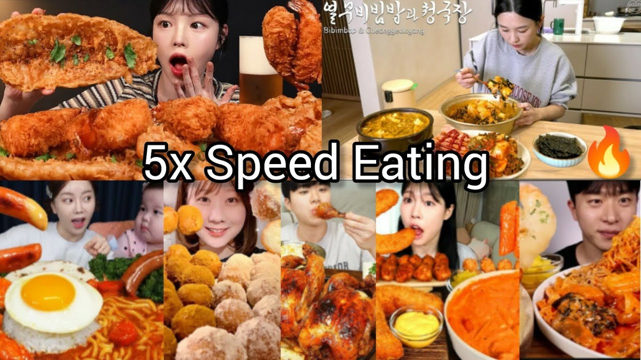 5x Speed Eating Sound | BEST COMPILATION | ASMR MUKBANG | Satisfying ...