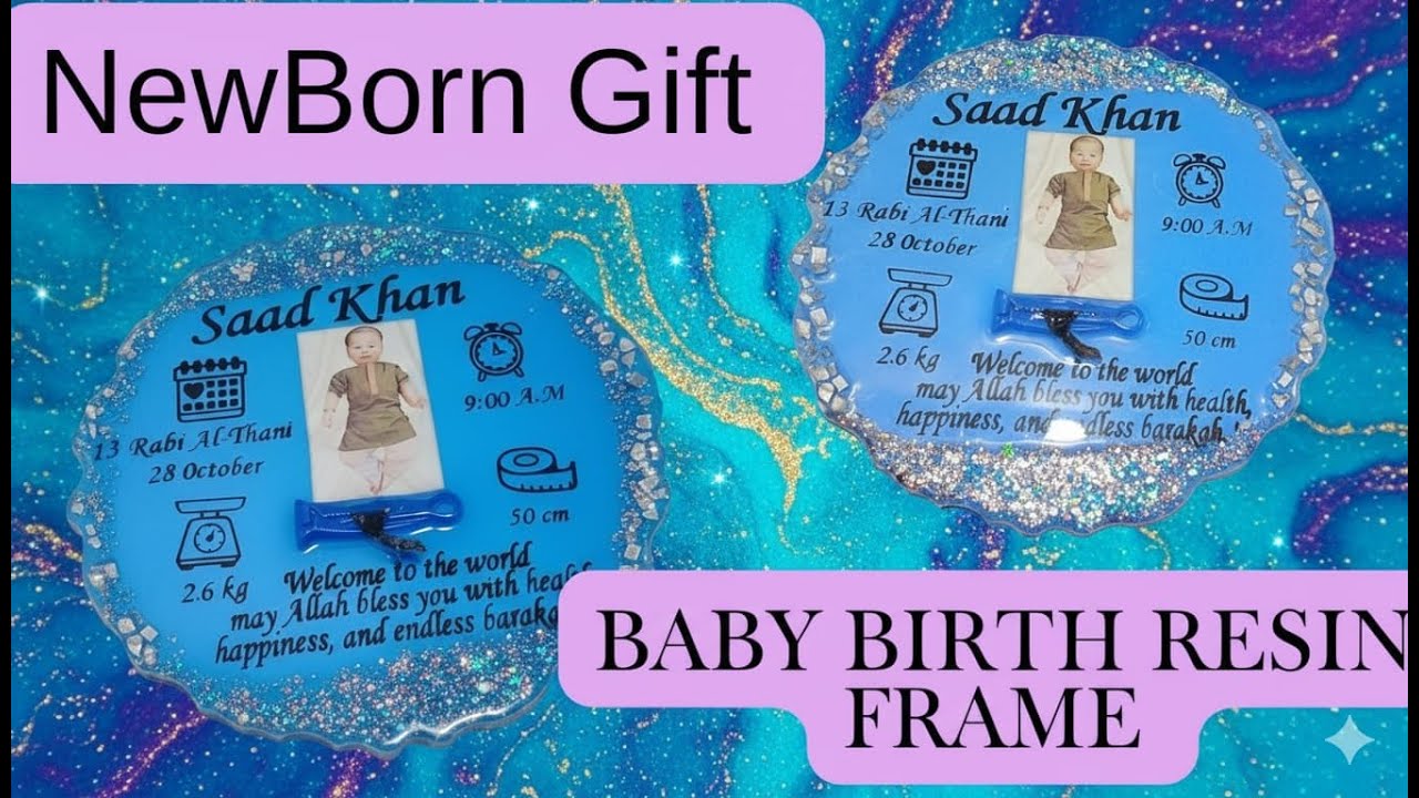 Baby Birth Memory Resin Frame | Personalized Newborn Keepsake | Resin ...