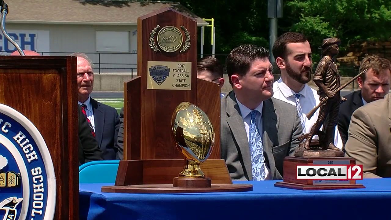 CovCath football team presented with rings for state title - YouTube