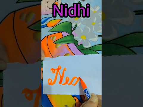 "Nidhi" name calligraphy #short #cursive - YouTube