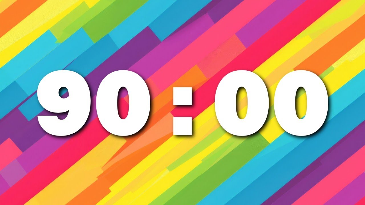 90:00 Bright Rainbow Countdown Timer - YouTube