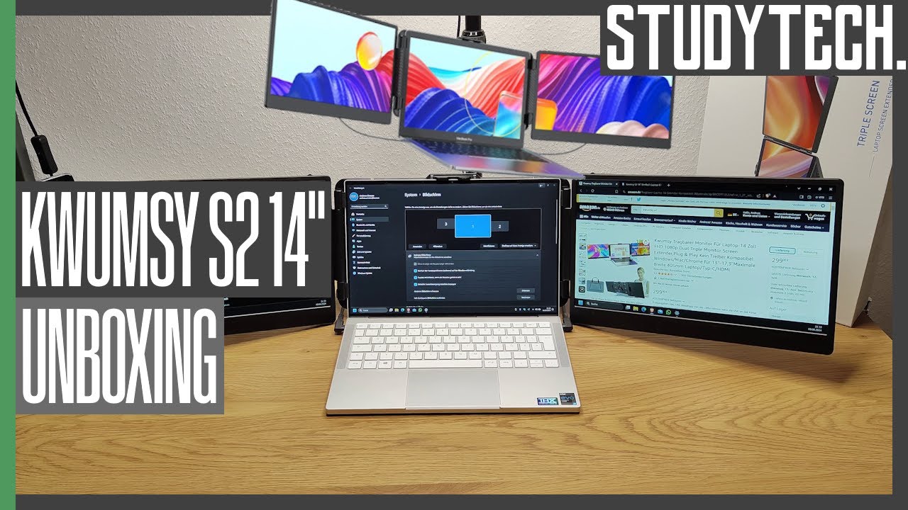 Unboxing Kwumsy S2 Triple Monitor 14'' [4K/Deutsch] #studytech - YouTube