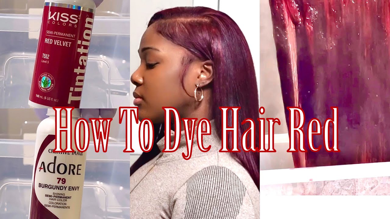 How to : Dye Hair Red/ Burgundy No Bleach | Side Part Quick Weave ...