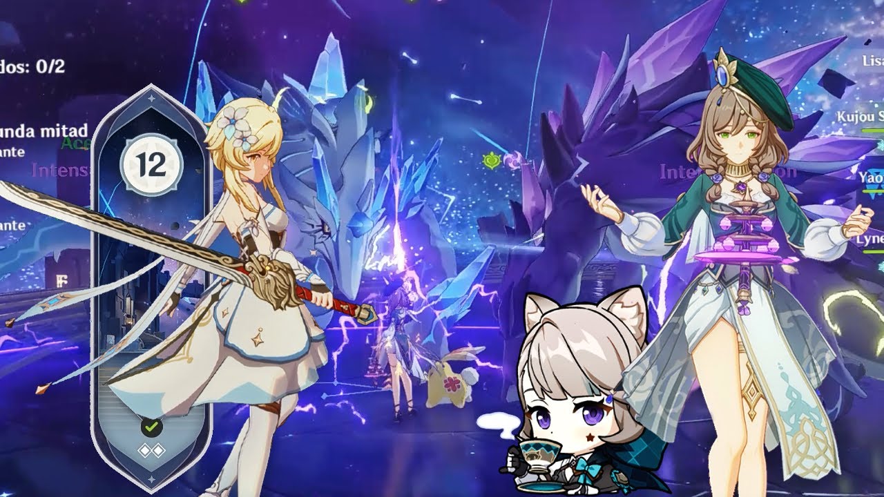 Lisa-Lynnete aggravate (4 stars team) & Hydro Traveler debut! Abyss 12 full 9 stars. リサ【原神 ...