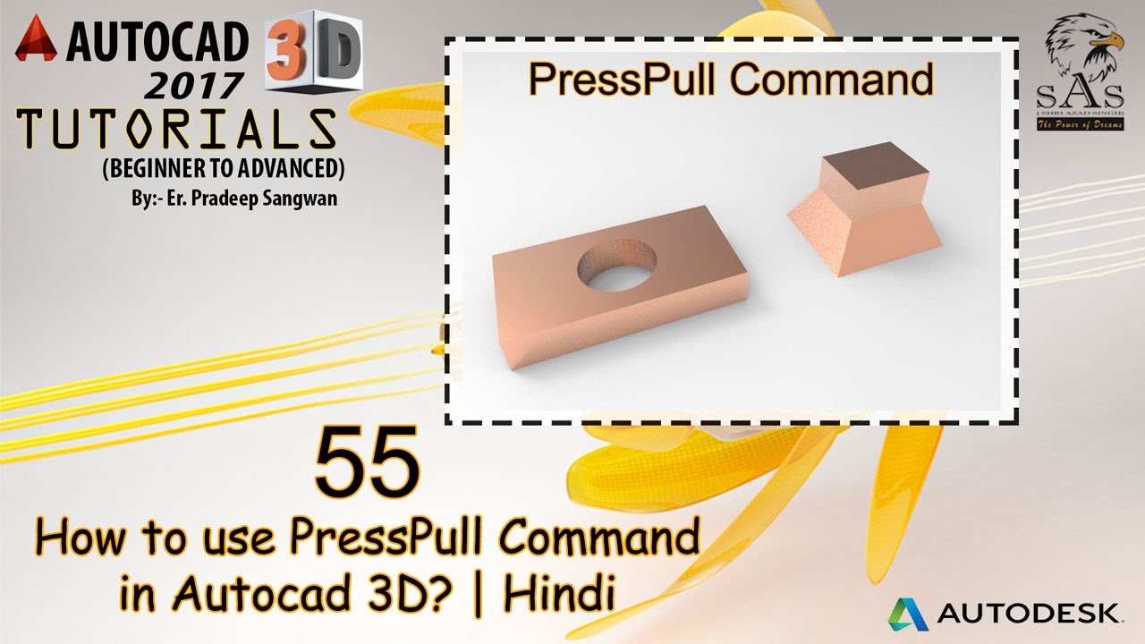 Autocad 3d Tutorial 55 How To Use Presspull Command In Autocad 3d