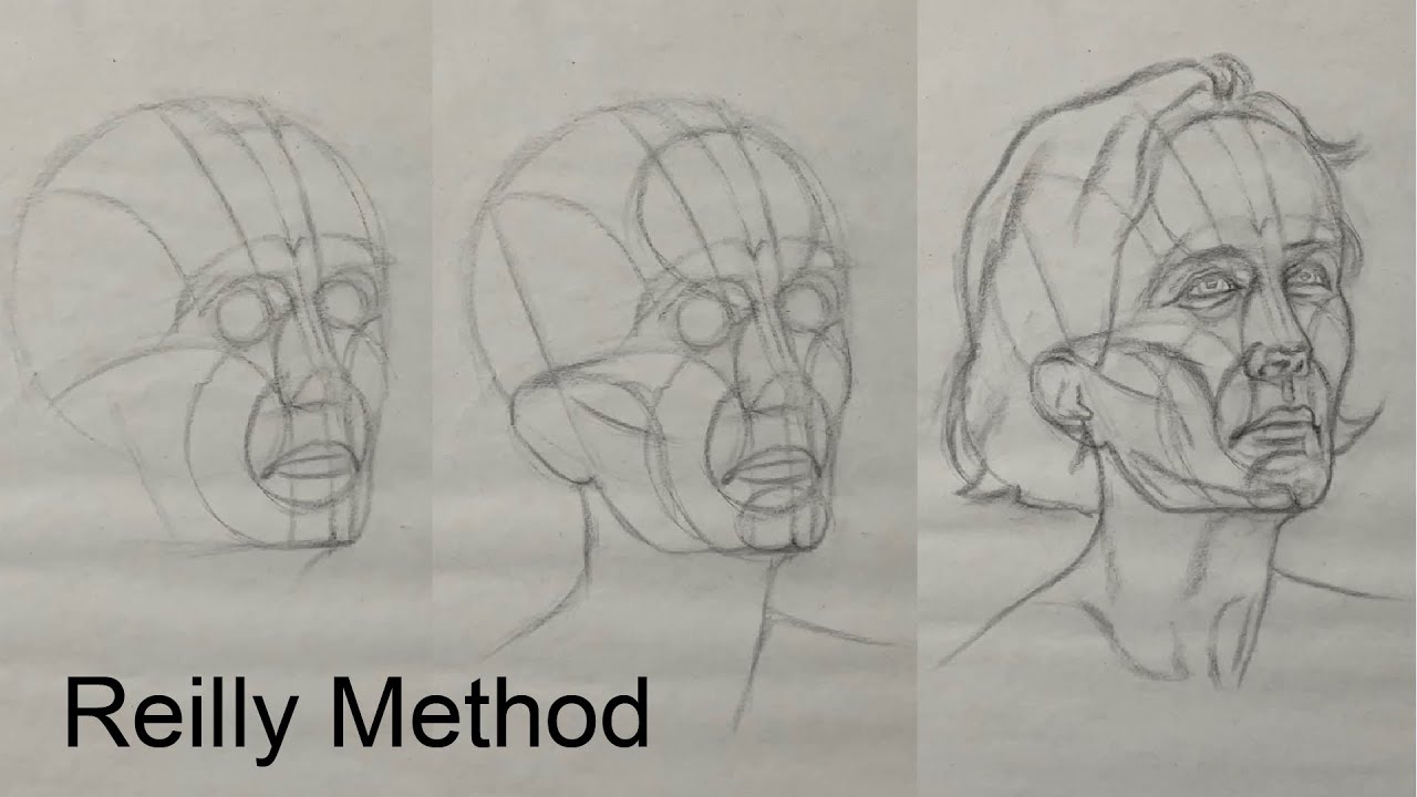 Female head drawing - practicing head drawing using reilly method of ...