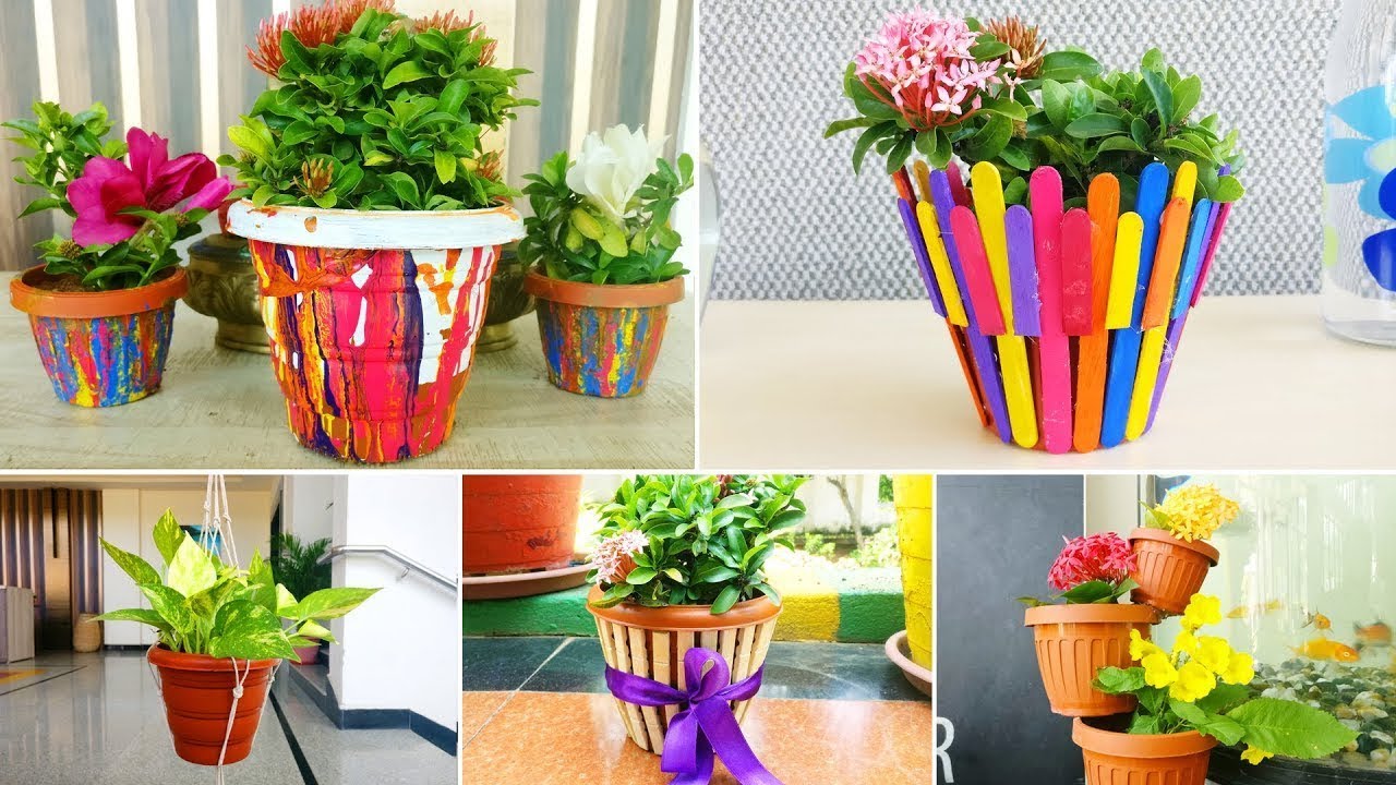 5 Super Simple DIY Decorative Pots Best DIY Video | 123 Easy DIY Crafts ...