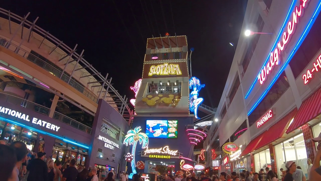 ON FREMONT ST. VEGAS RIDING THE SLOTZILLA ZIP LINE - YouTube