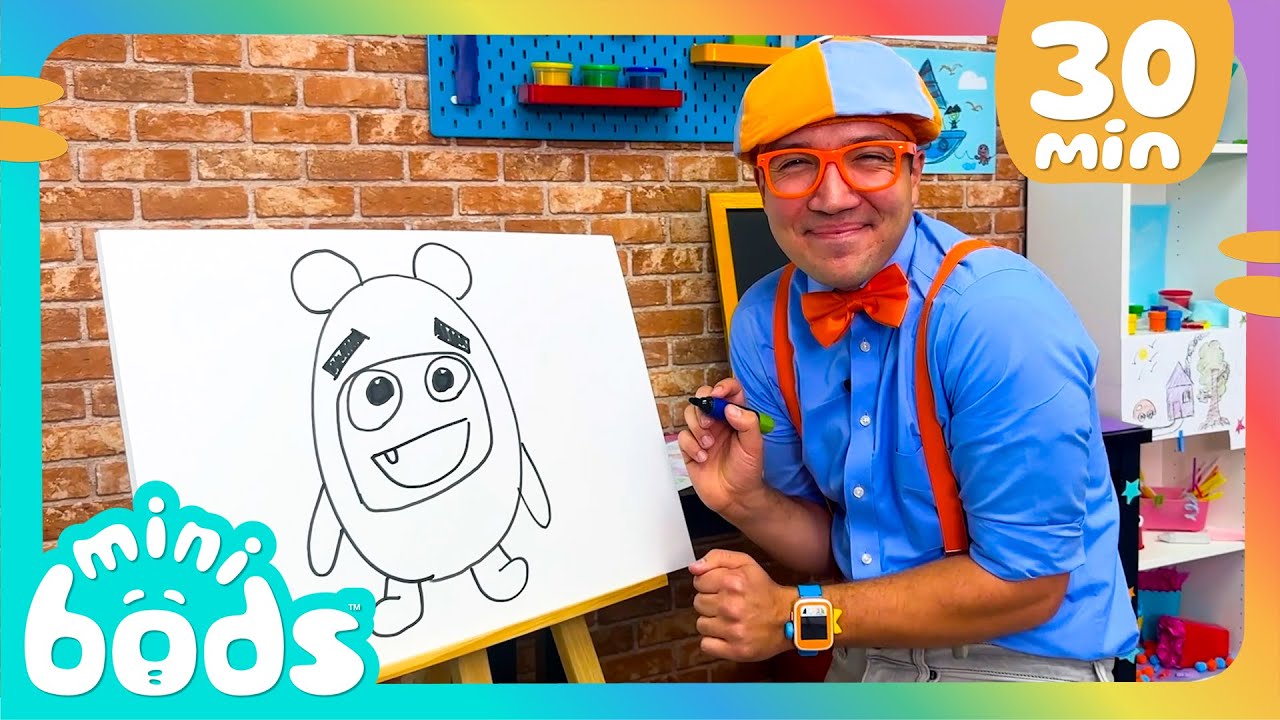 Blippi Teaches How To Draw Lulu! 🎨 | Minibods | Preschool Cartoons for ...