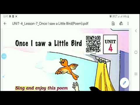 Class-1, English UNIT-4 Lesson-7_Once I saw a Little Bird(Poem) (30/07 ...