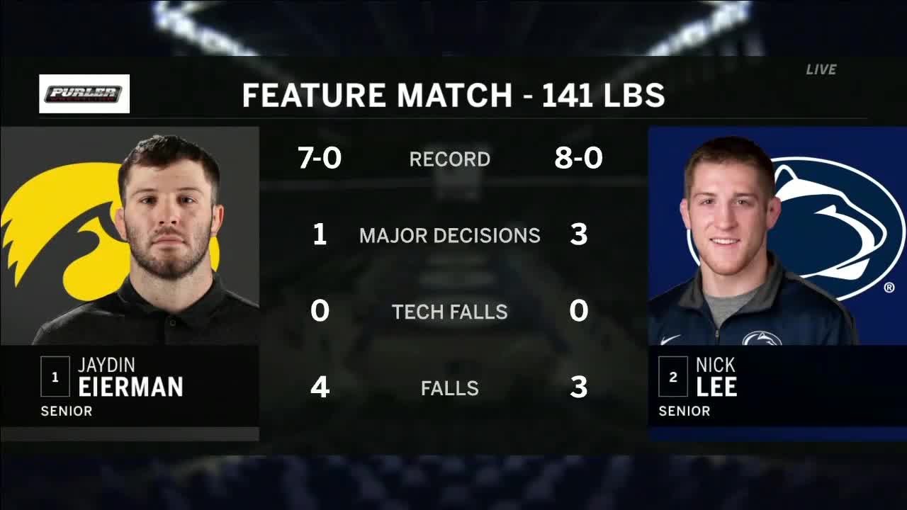 141 LBS: #1 Jaydin Eierman (Iowa) vs. #2 Nick Lee (PSU) | 2021 B1G ...