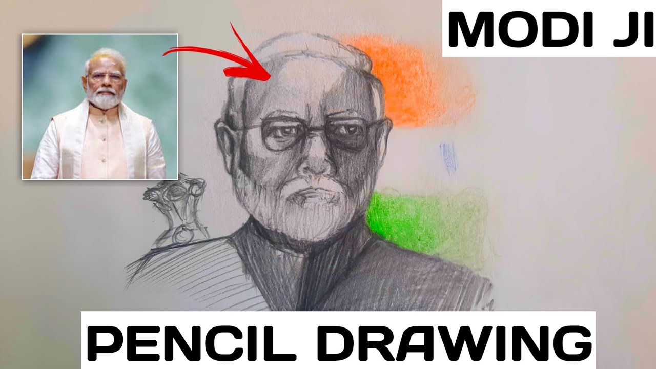 How To Draw Easy | Modi Ji Pencil Draw | Rocky Arts | 2024 - YouTube