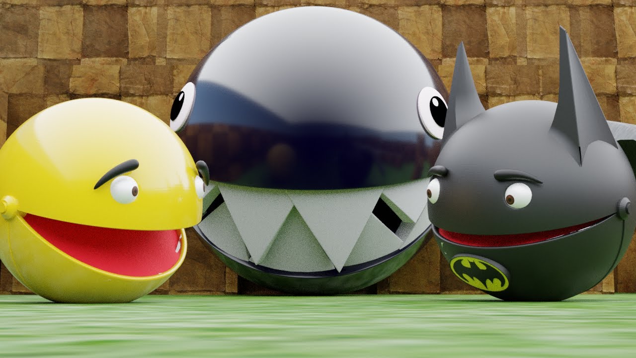 Gold Pac-Man 3D vs Chain Chomp and Pacman Batman - YouTube