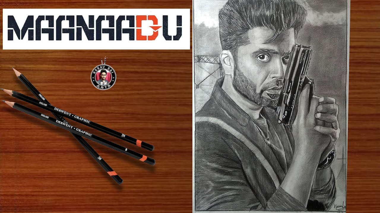 Simbu STR Pencil Drawing Timelapes Video | M Kesav Arts - YouTube