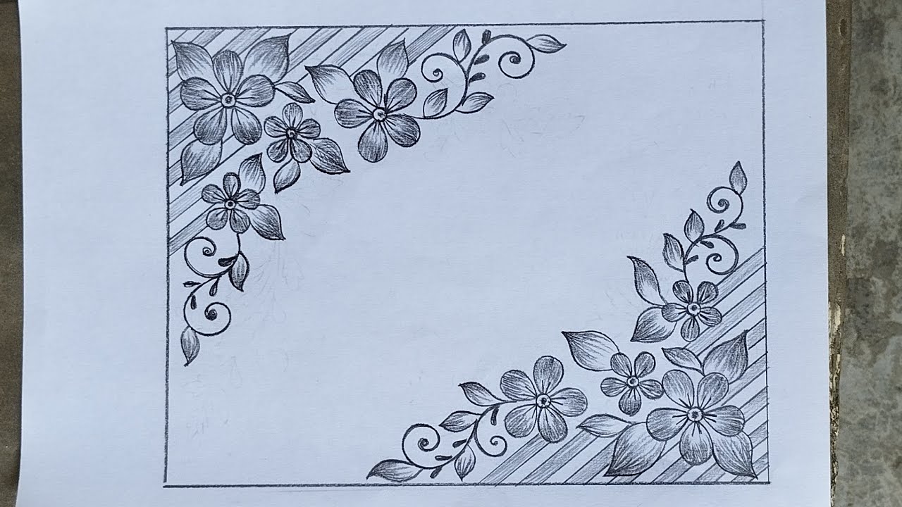 Frame Flower Shading Border|Black Border|Project work design|Pencil ...