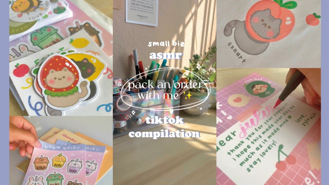 asmr packing orders tiktok compilation | small business stickers ...