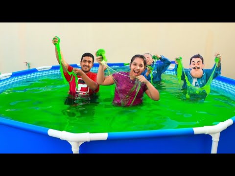 تحدي أخر واحد يخرج من المسبح السلايم يربح 10000$ !! 😱 Swimming inside a ...
