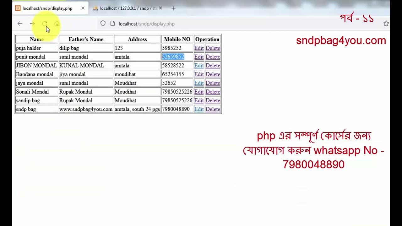 How to Delete Record from database from HTML PHP Web Page || PHP-CRUD - Delete Data in PHP - YouTube