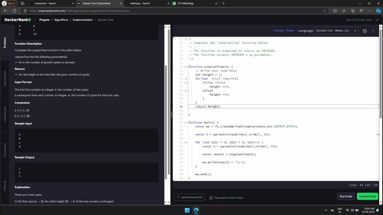 hacker rank utopian tree solution in JavaScript - YouTube