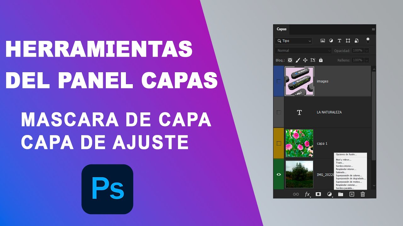 HERRAMIENTAS DEL PANEL CAPAS EN PHOTOSHOP / MASCARA DE CAPA, CAPA DE ...
