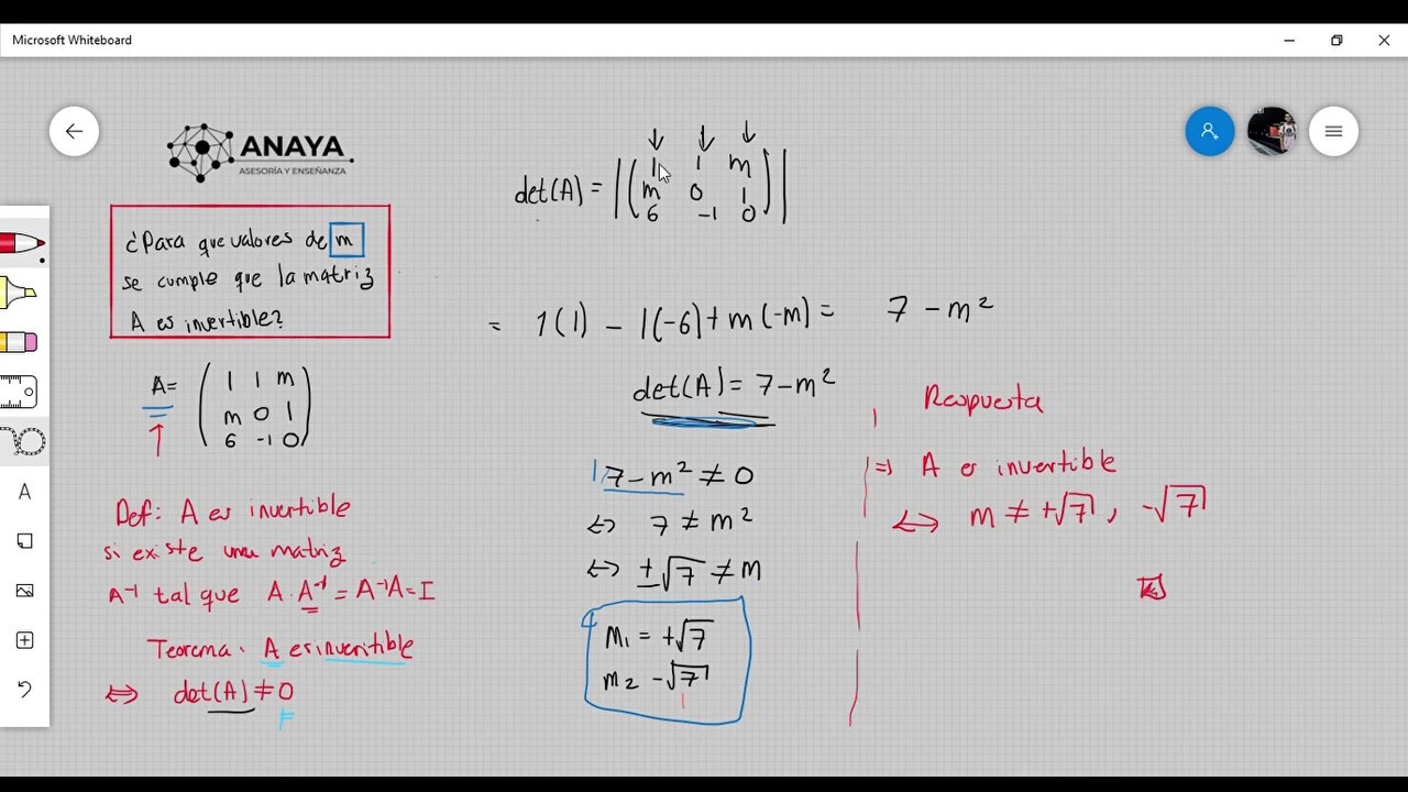 Calcular los valores para los cuales una matriz es invertible. - YouTube