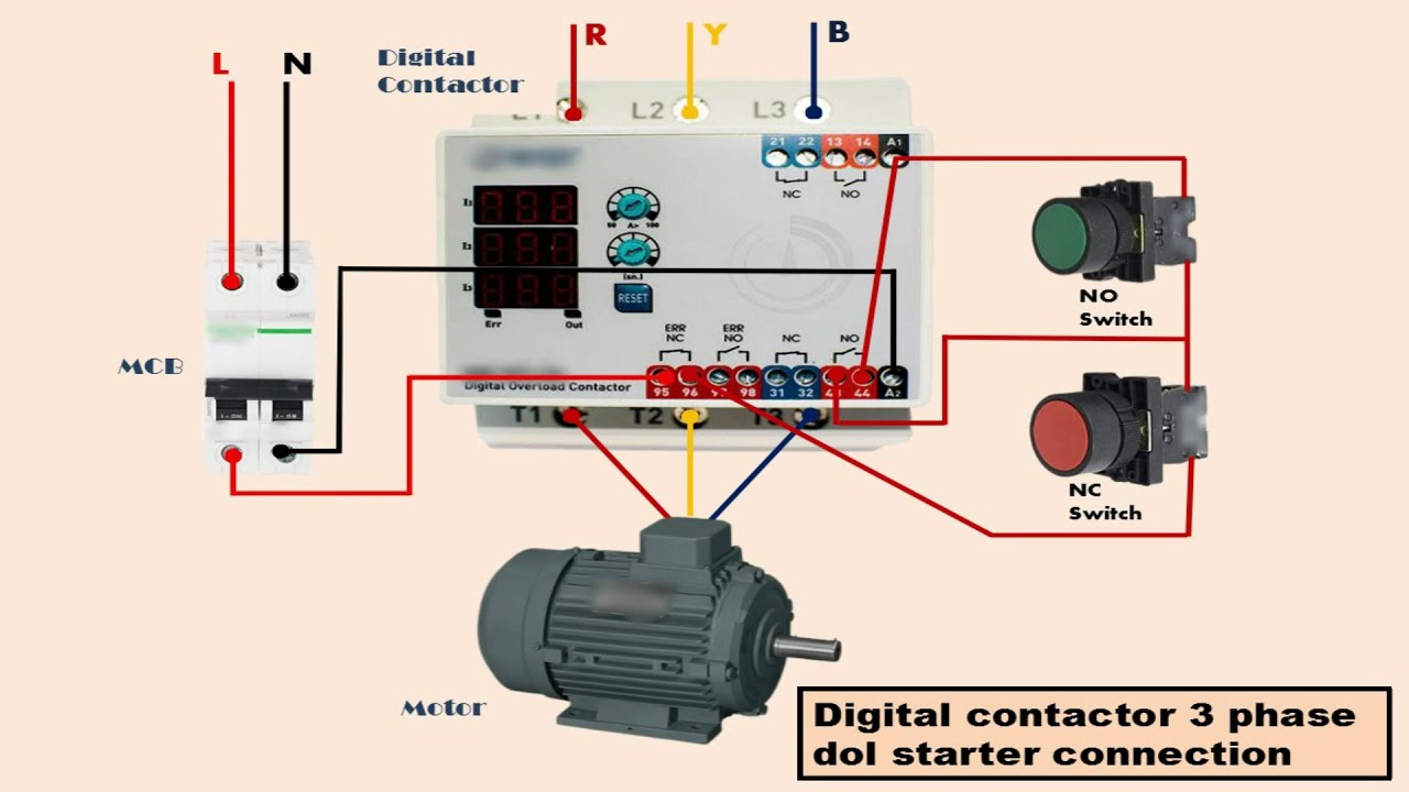 A Guide to Connecting a Digital Contactor 3 Phase DOL Starter - YouTube