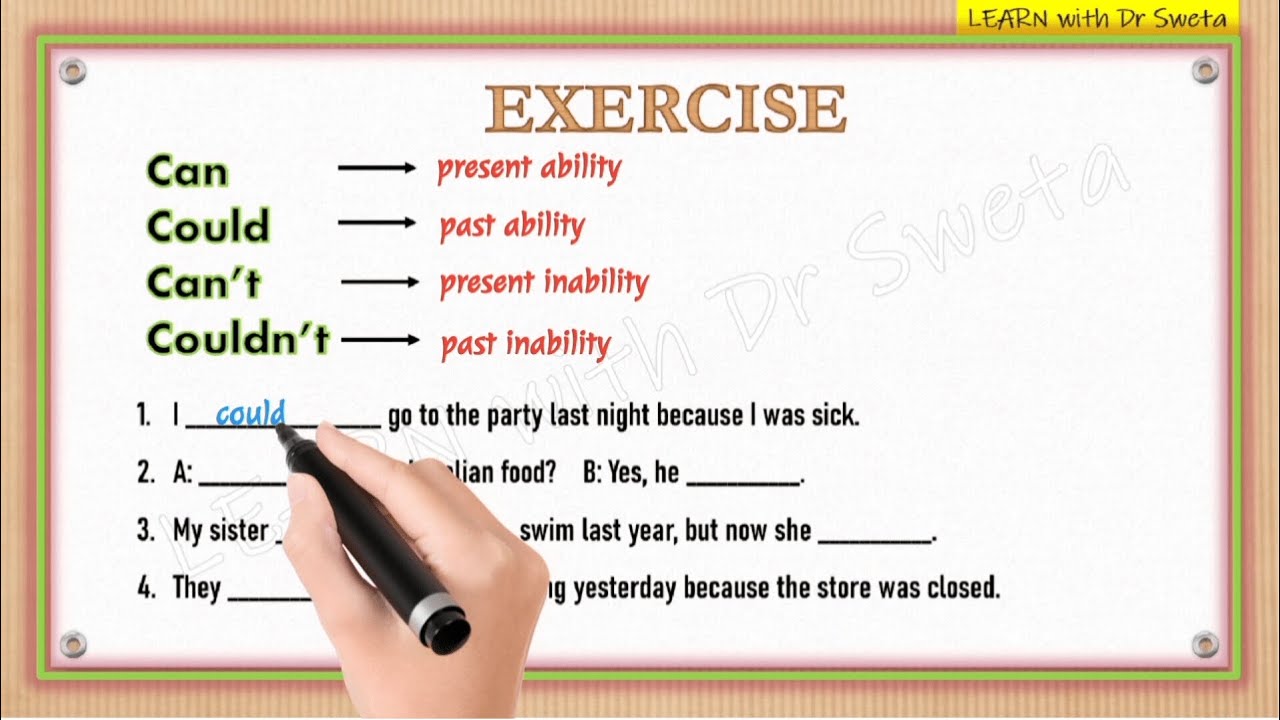 English Grammar Exercise | Can or Could - YouTube