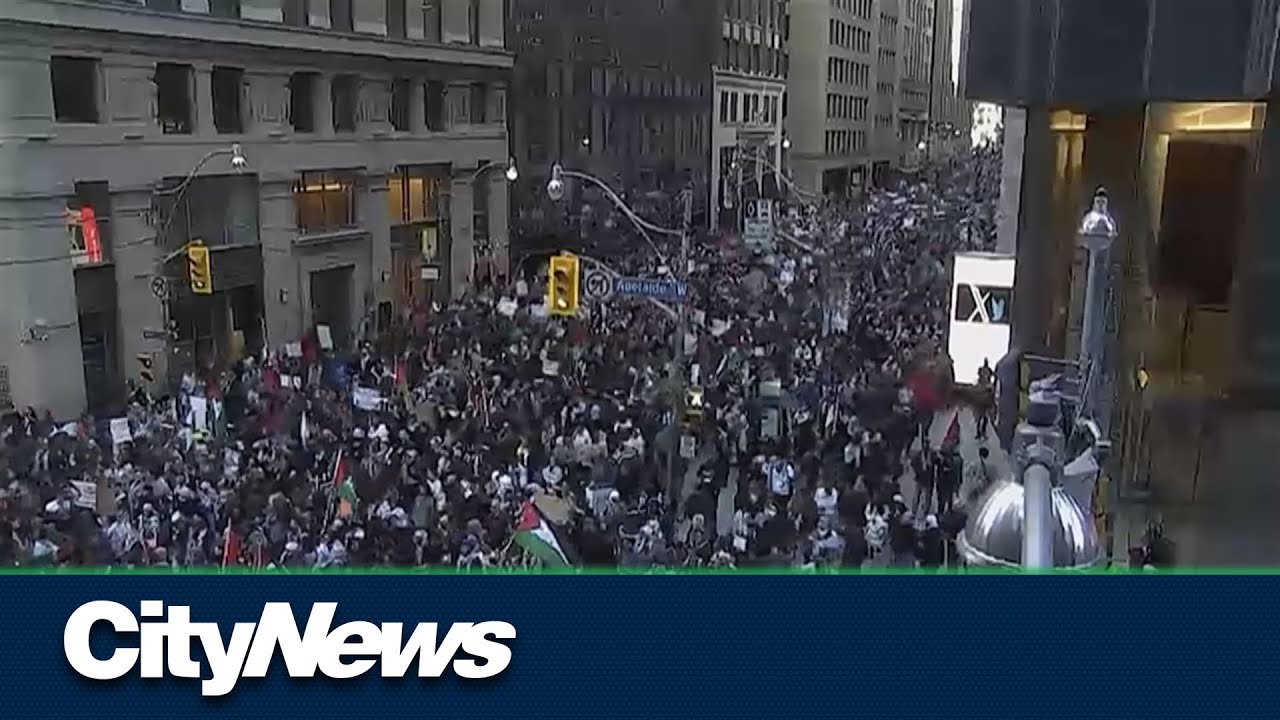 Thousands at pro-Palestinian rally call for ceasefire - YouTube
