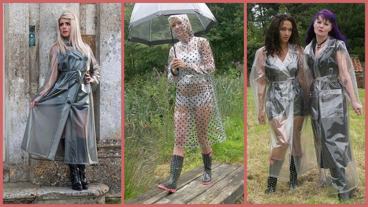 Shiny transparent raincoat for women,s - YouTube