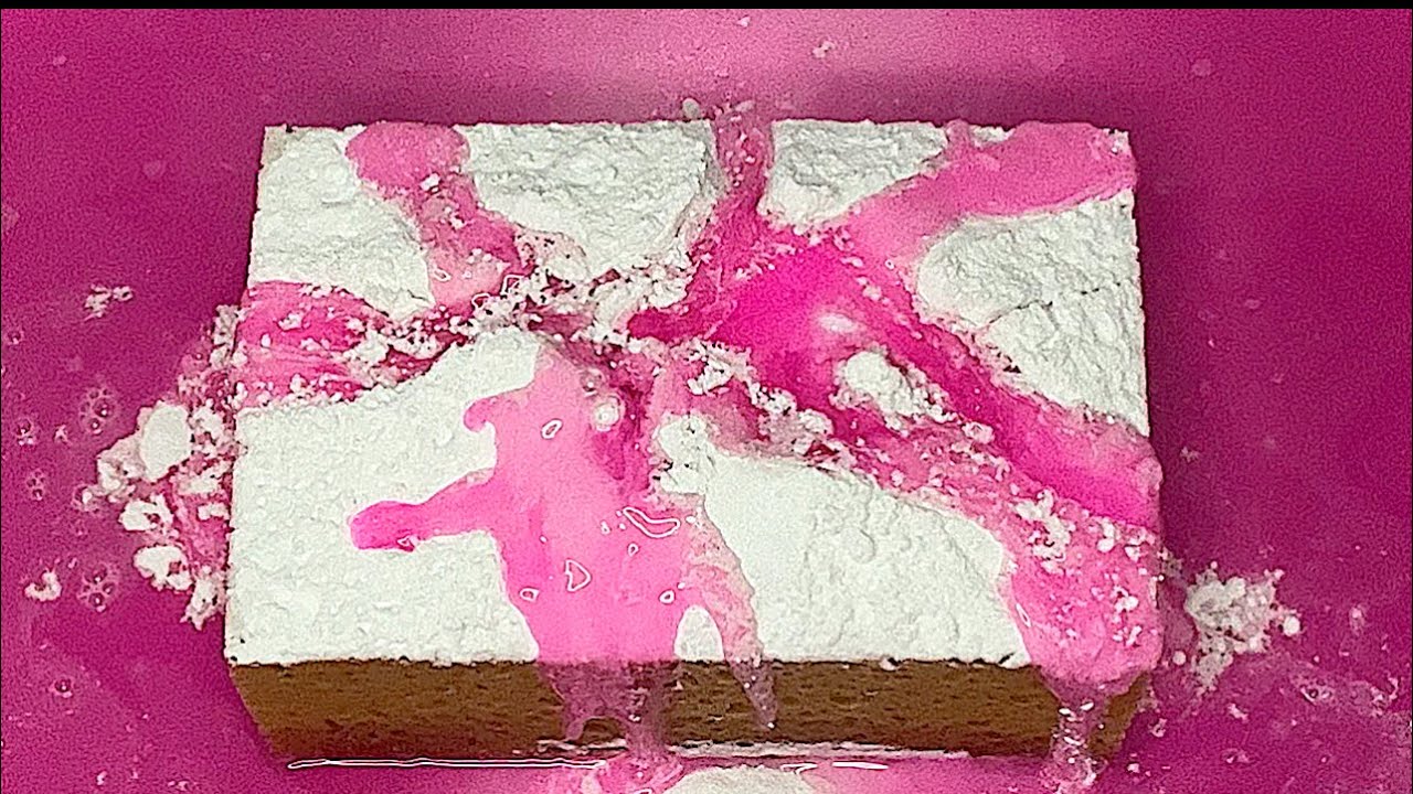 PINK BUBBLE PASTE ; SPONGE SQUEEZING; SUDSY RINSING 🤍💖🤎 - YouTube