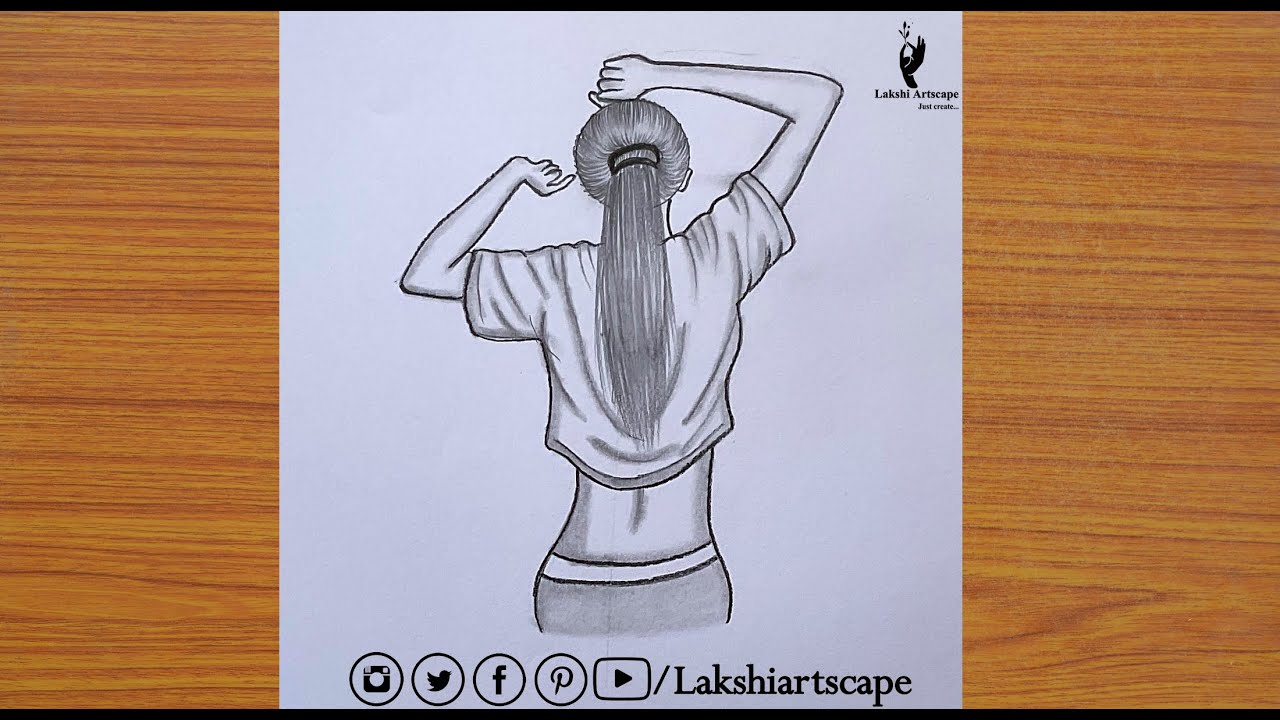 How to draw a girl back side View | Girl back side Drawing | Pencil ...