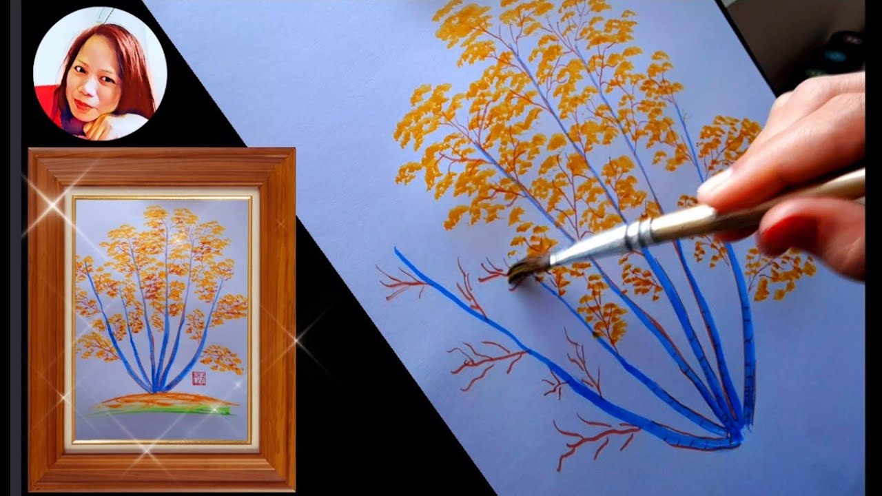 EASY DRAW PAINT YELLOW TREE USING POSTER COLORS | MICHELLE LEE VLOGS ...