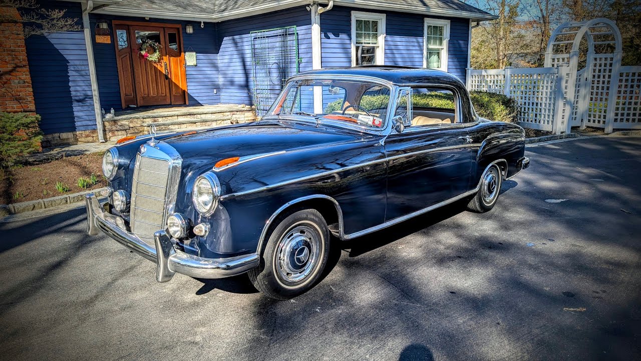 Test Drive in a 1959 Mercedes 220S Ponton Coupe For Sale~4 Speed~Moon ...