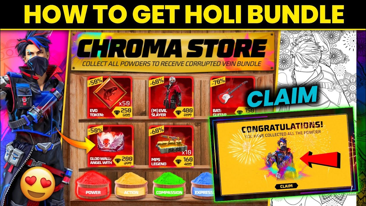 CHROMA STORE EVENT HOLI BUNDLE 🤩| FREE FIRE NEW EVENT | CHROMA STORE ...