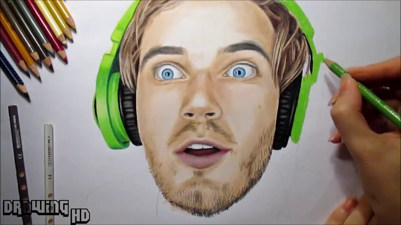 TOP 2 Drawing - PEWDIEPIE (Colored Pencil Portrait) - YouTube