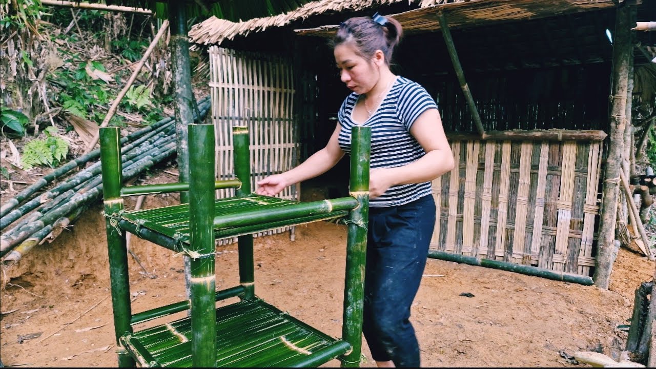 How to make a simple bamboo dish rack, Kitchen furniture of single girl ...