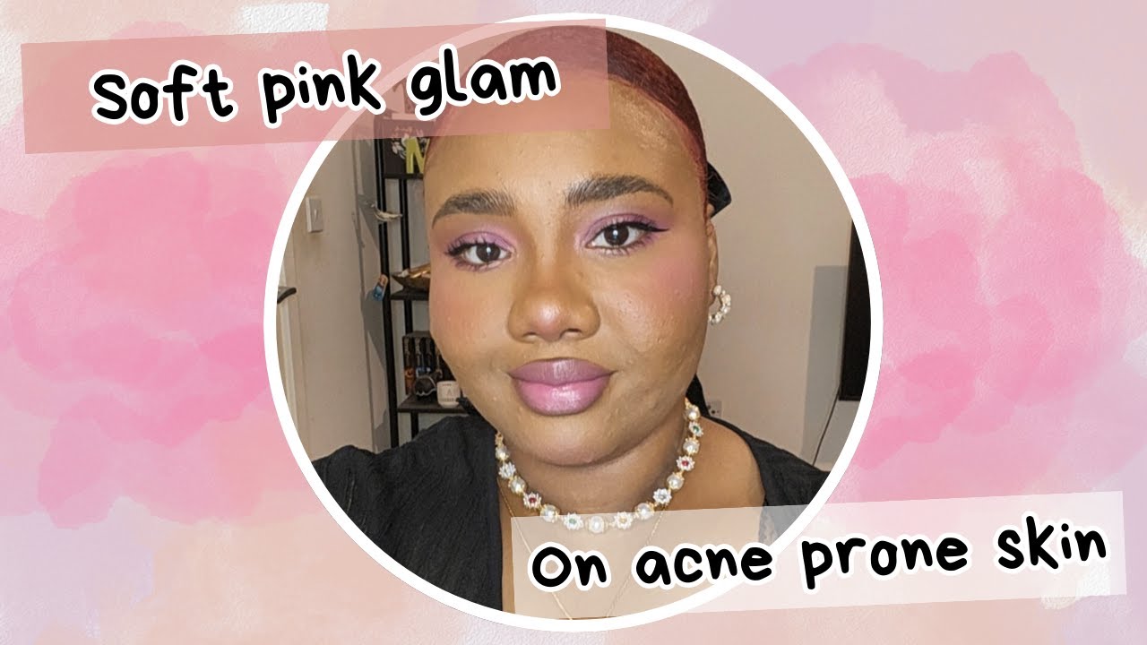 Soft pink glam on acne prone textured skin - YouTube