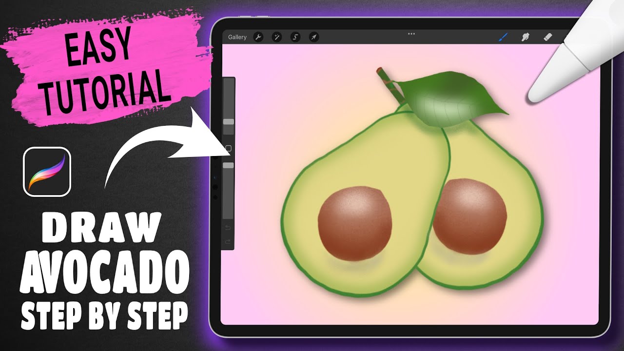 How To Draw an Avocado in Procreate - Step by Step Tutorial for Beginners - YouTube