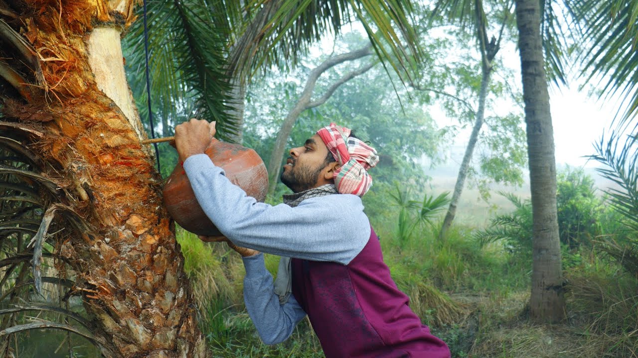 খেজুর রস সংগ্রহ করে কিভাবে খাঁটি গুড় তৈরি করা হয় || khejur ros ...