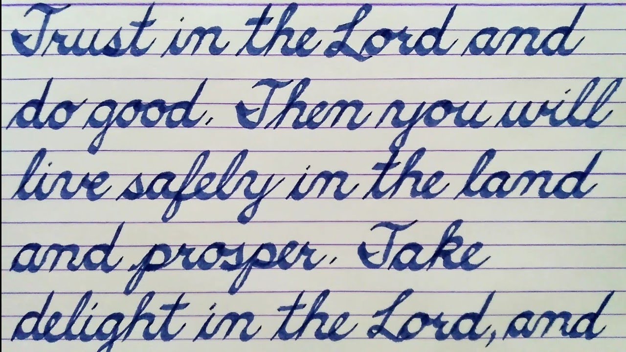 Trust In The Lord And Do Good | English Cursive Handwriting | Learn How ...