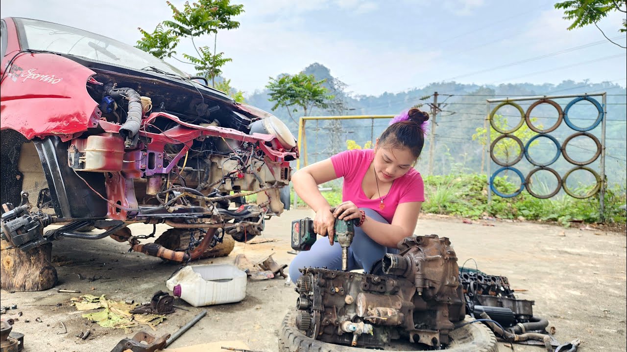 It took the girl 5 days to repair and replace the engine of a Matiz car ...