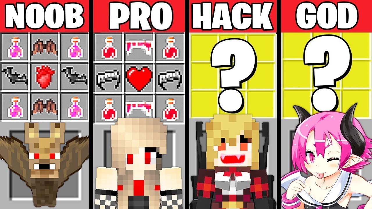 Minecraft Battle: VAMPIRE GIRL CRAFTING CHALLENGE - NOOB vs PRO vs ...
