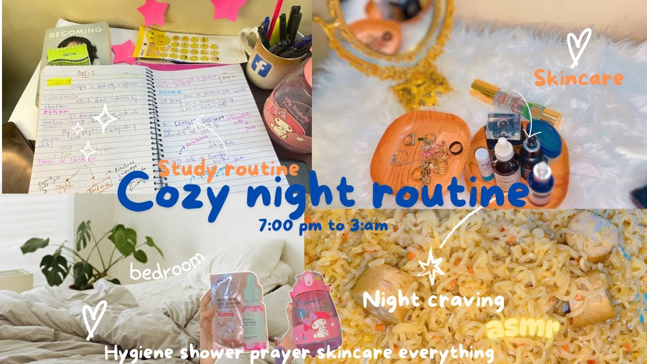 My productive cozy night routine : relaxing studying cooking praying ...