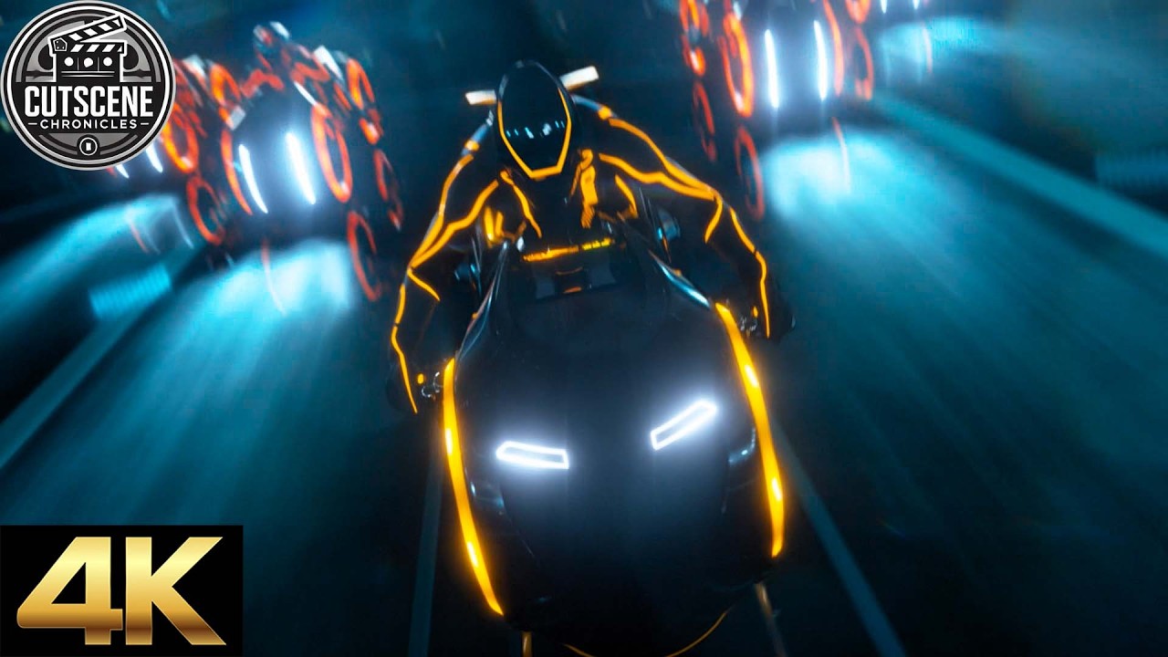 [4K UHD] Sam Flynn VS Clu Light Cycle Battle CUTSCENE | TRON Legacy ...