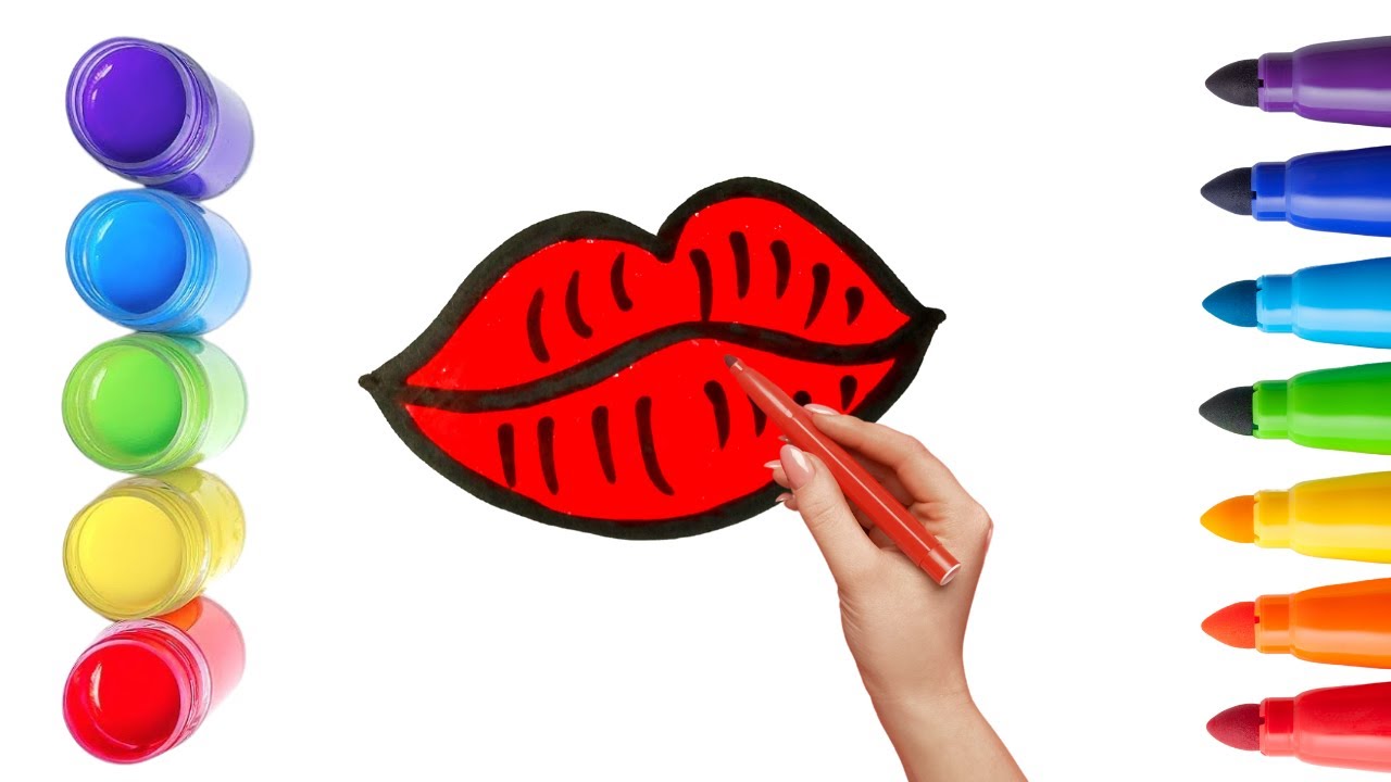 How To Draw cute lips Drawing, Painting & Coloring For Kids and ...