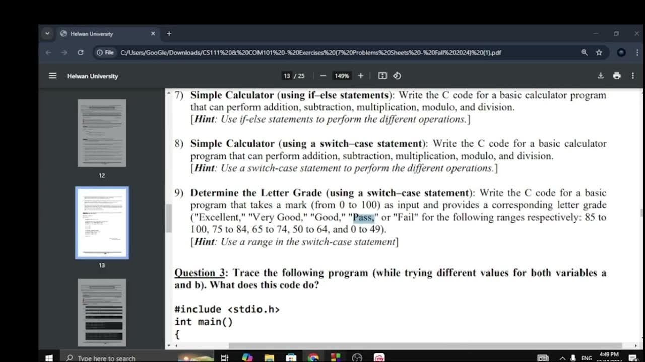 (part11)--"حل شيت 4 - C Programming | Helwan Coders 💻📄" - YouTube