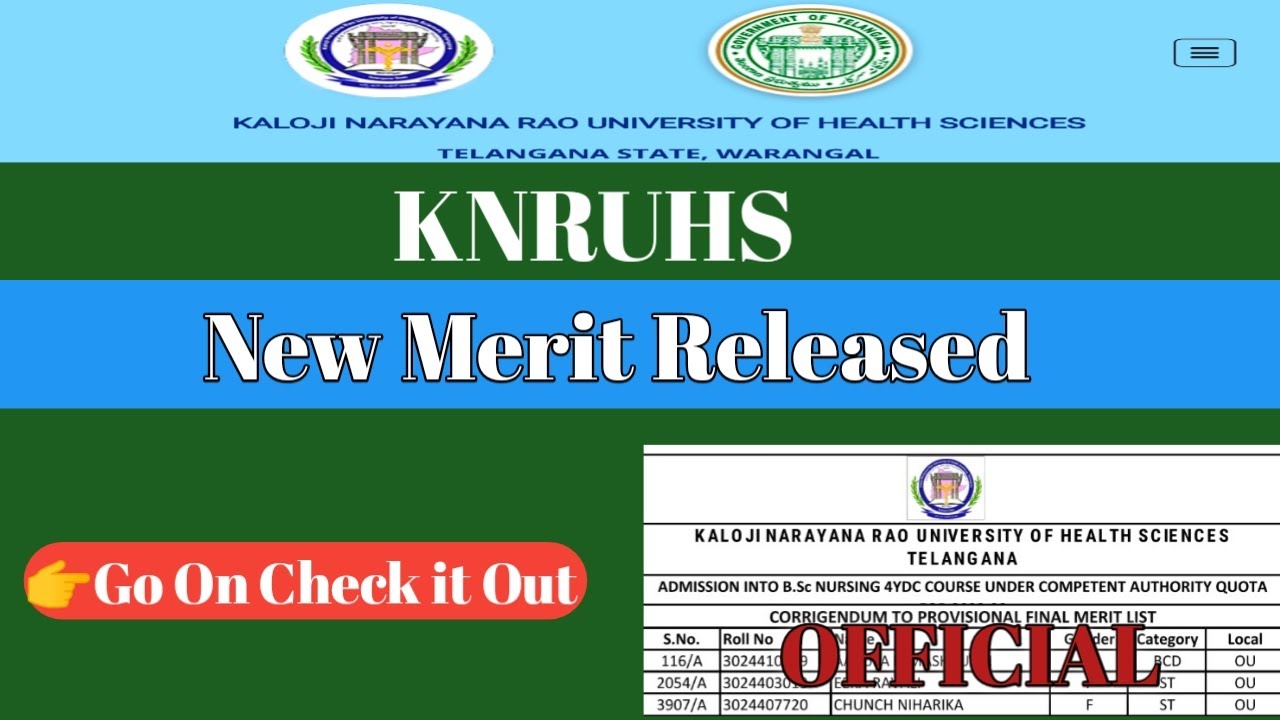 KNRUHS New Update || Pro-Final Merit List released || full details in ...