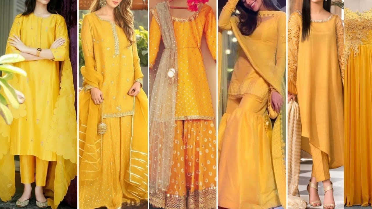 Stylish Mustard and Yellow Dress designs || Yellow/Mustard simple ...