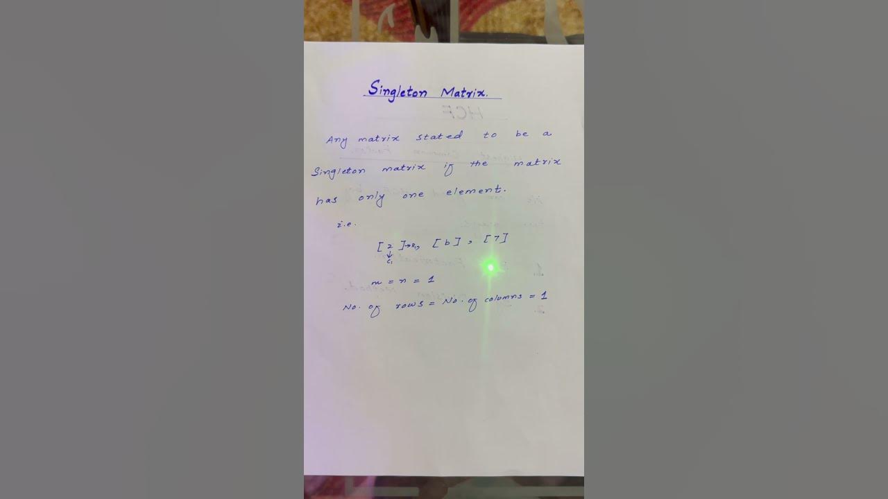 What is Singleton matrix |Types of matrices| Maths Grade 9| @Mathsworld6 - YouTube